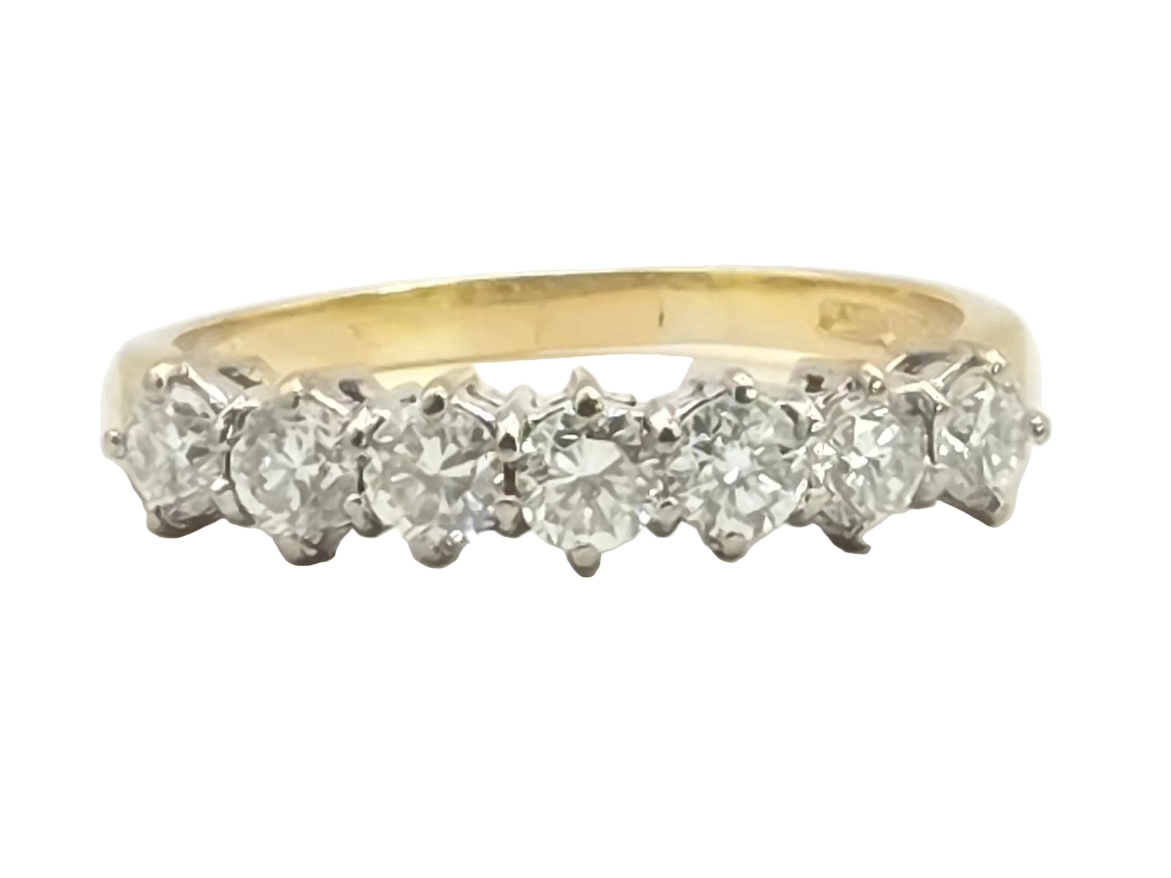 Vintage: 18ct Yellow Gold Seven Stone Diamond Half Hoop Ring — 1.00ct ...
